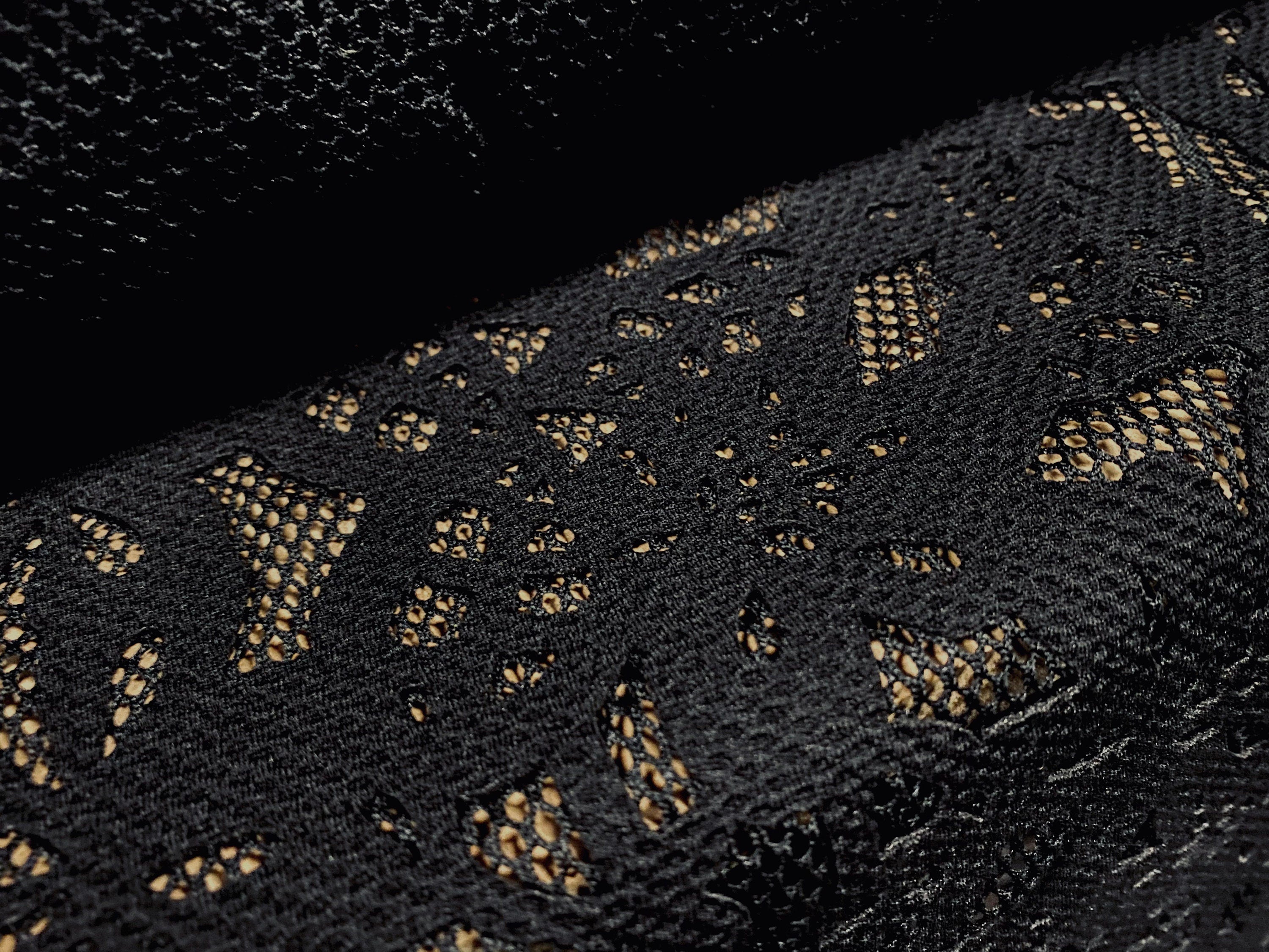 Fishnet fabric with bonded floral overlay, per metre - flower design ...