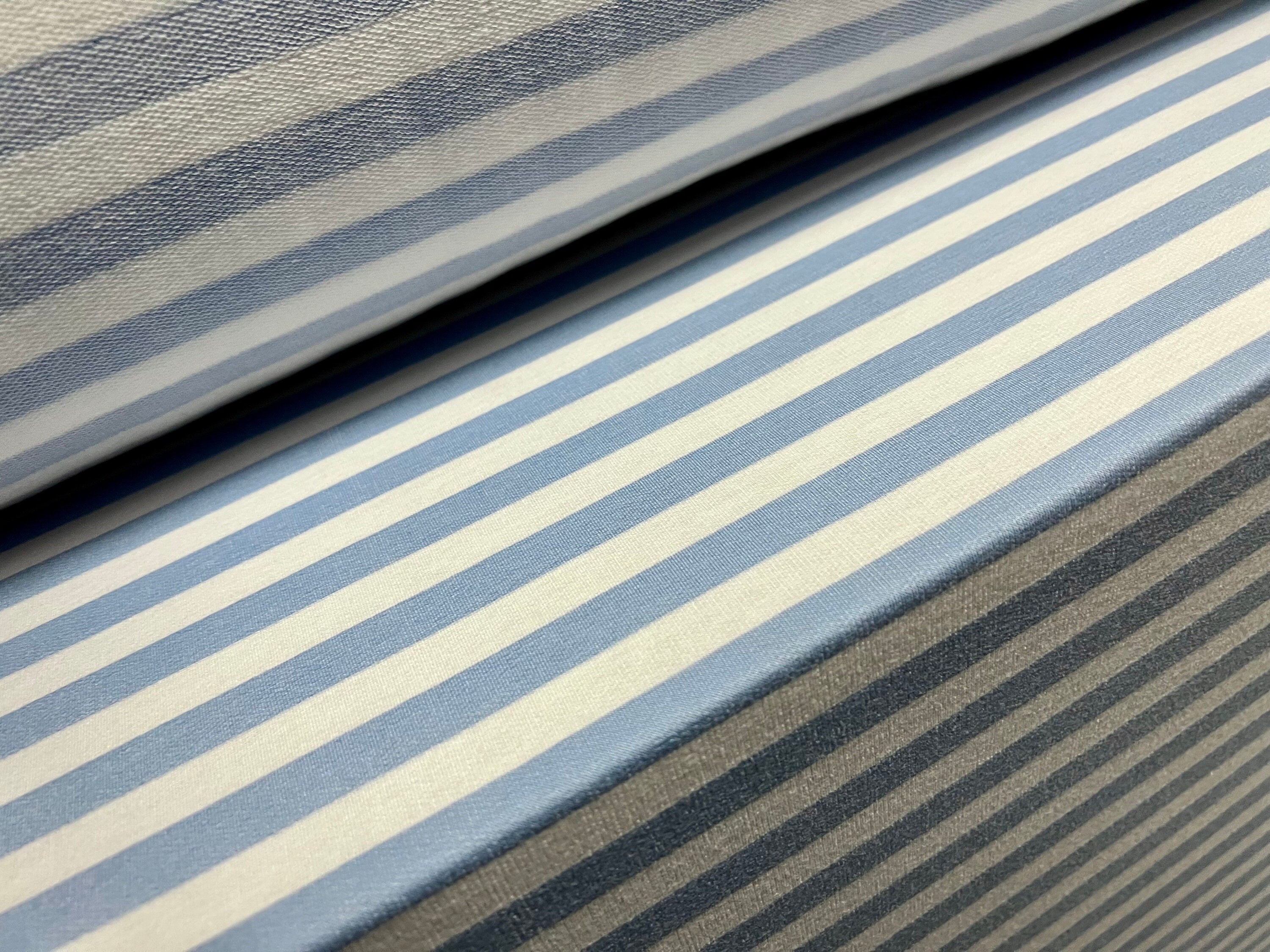 Soft handle loopback jersey fabric, per metre - Stripe - Sky blue & wh ...